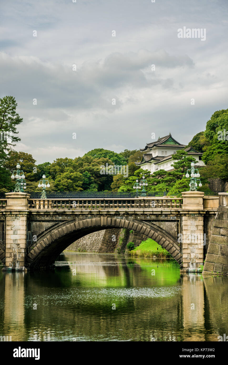Tokyo Imperial Palace Outer Gardens with the famous Nijubashi Bridge ...