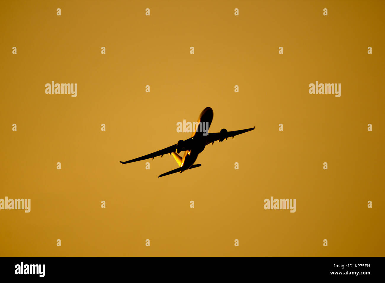 Panssenger Aircraft Take off shot at sunset time background Stock Photo ...