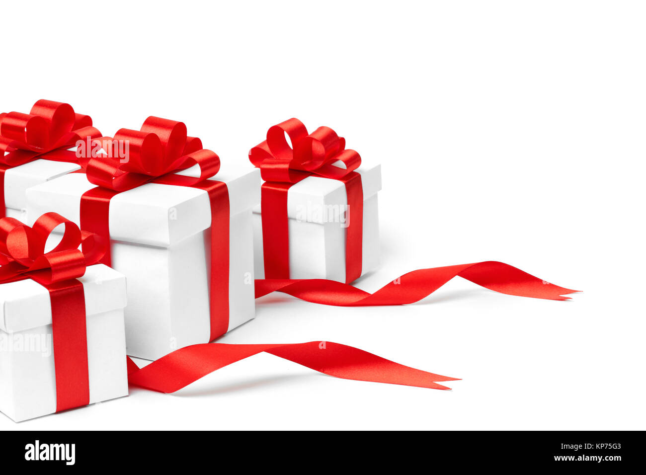 set of gift boxes with a tape. isolated on white background Stock Photo ...