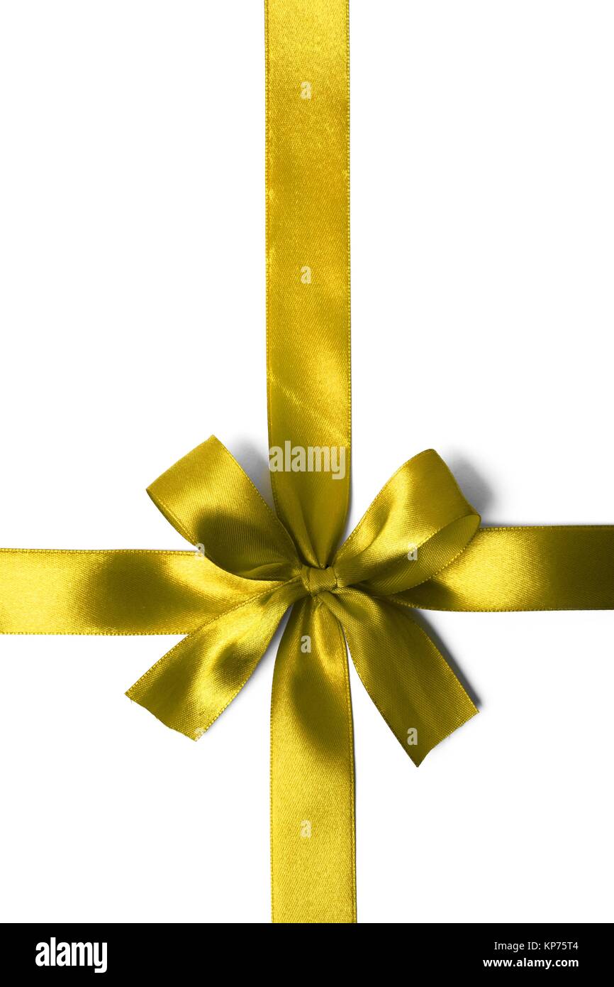 Yellow ribbon bow on white background. studio shot Stock Photo - Alamy