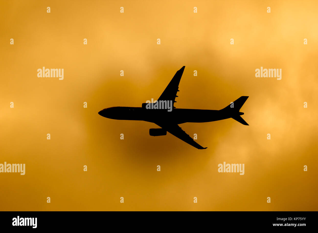 Panssenger Aircraft Take off shot at sunset time background Stock Photo ...