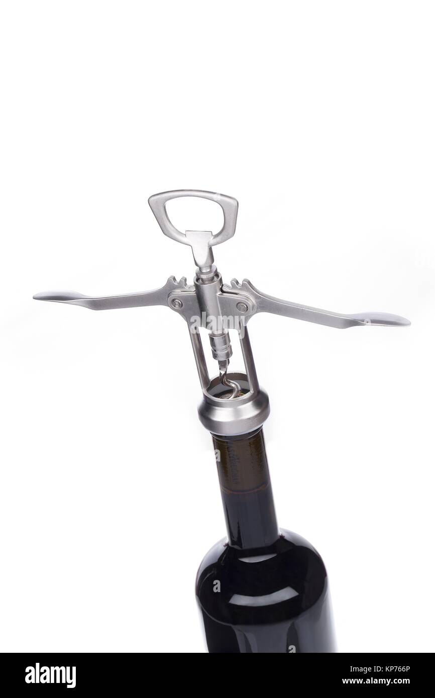 cork screw opening a bottle Stock Photo - Alamy