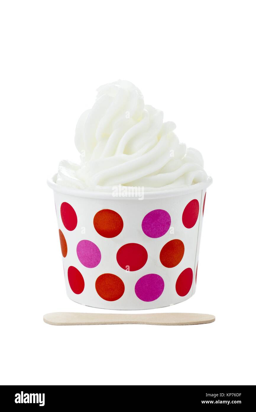 cup of vanilla sundae with stick Stock Photo - Alamy