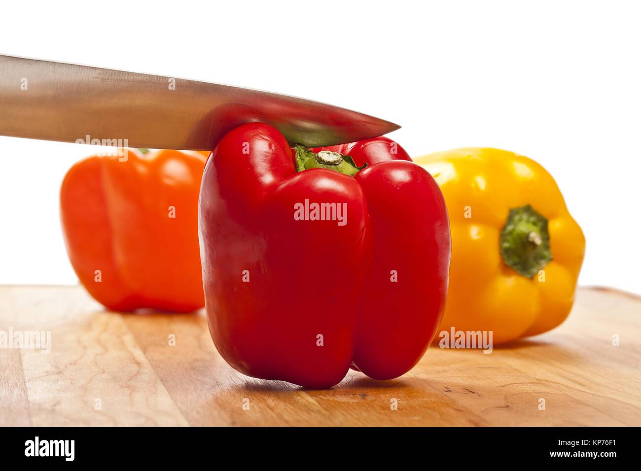 cutting the bell peppers Stock Photo - Alamy