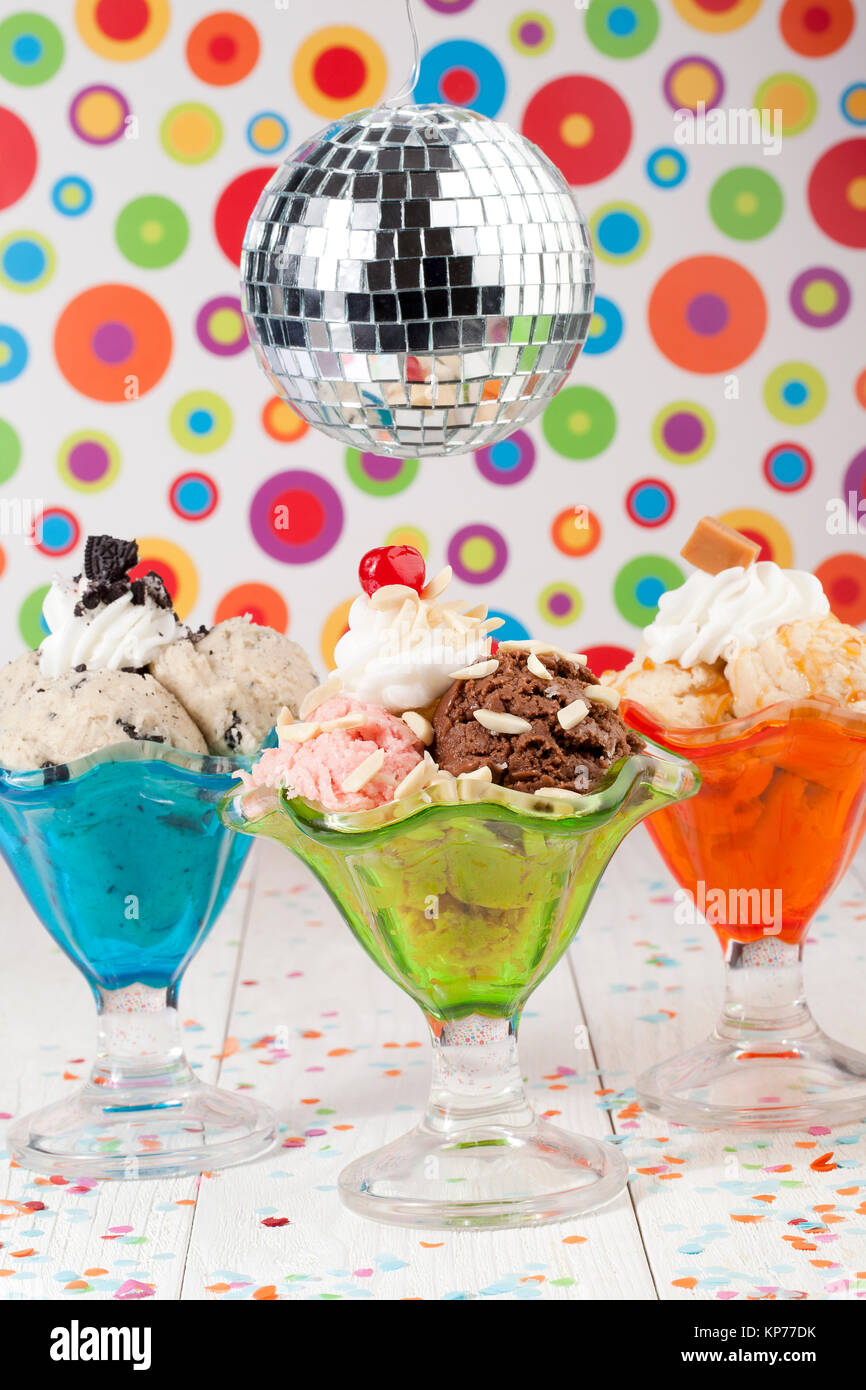 assorted ice cream flavors and disco ball Stock Photo - Alamy