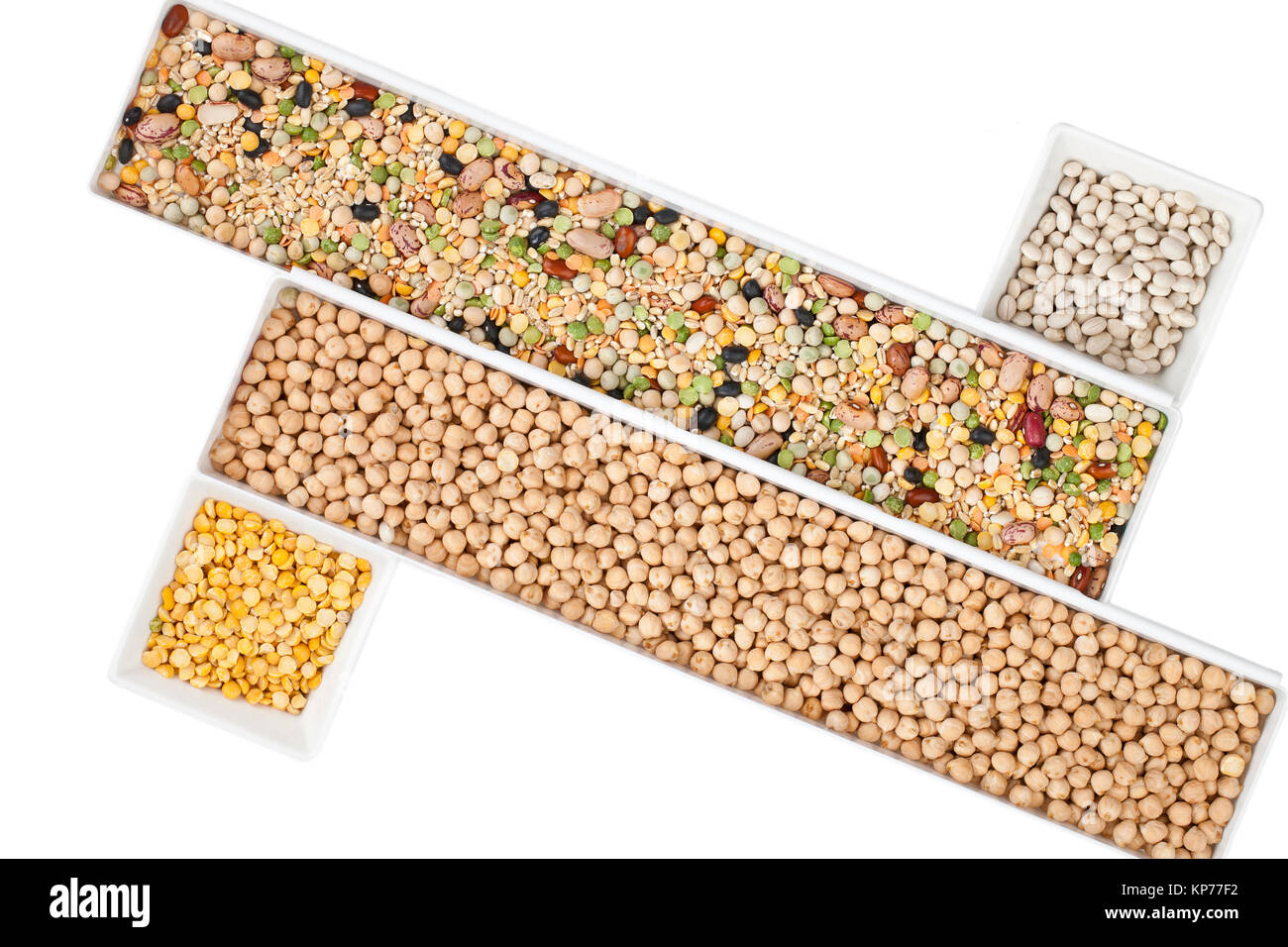 assorted beans in different rectangular boxes Stock Photo - Alamy