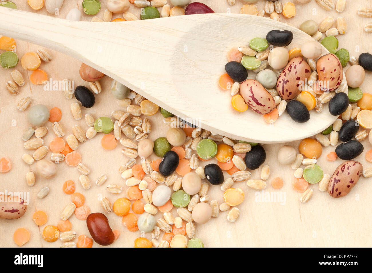 assorted beans in wooden spoon Stock Photo - Alamy
