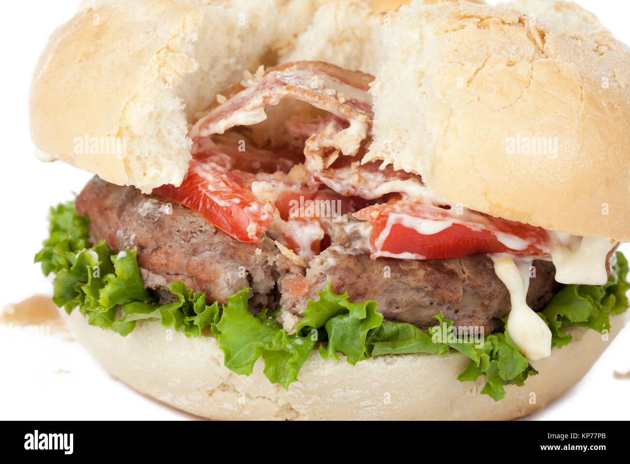 closeup ruined hamburger Stock Photo - Alamy