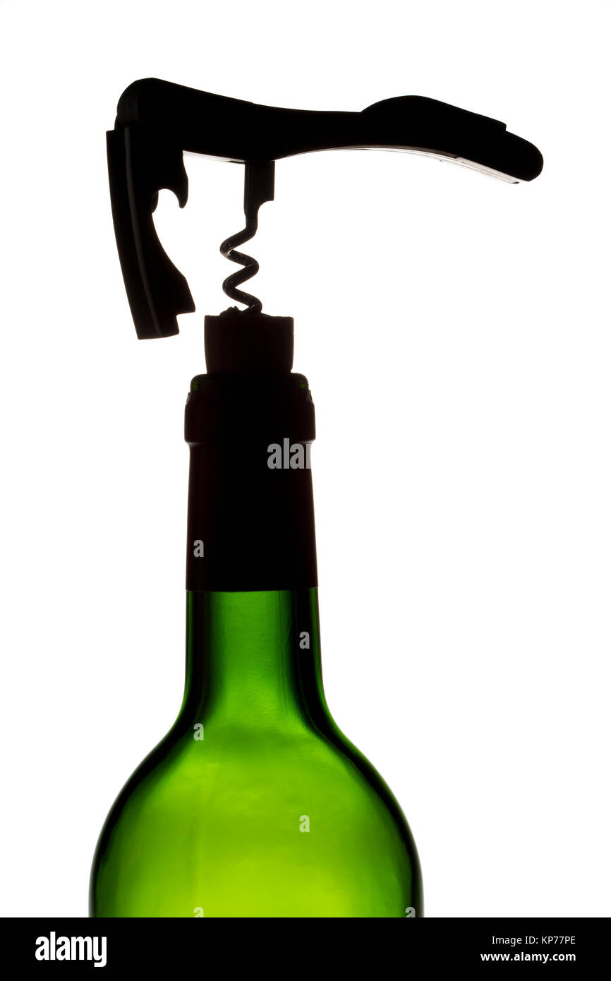 cork screw on wine bottle vector Stock Photo - Alamy