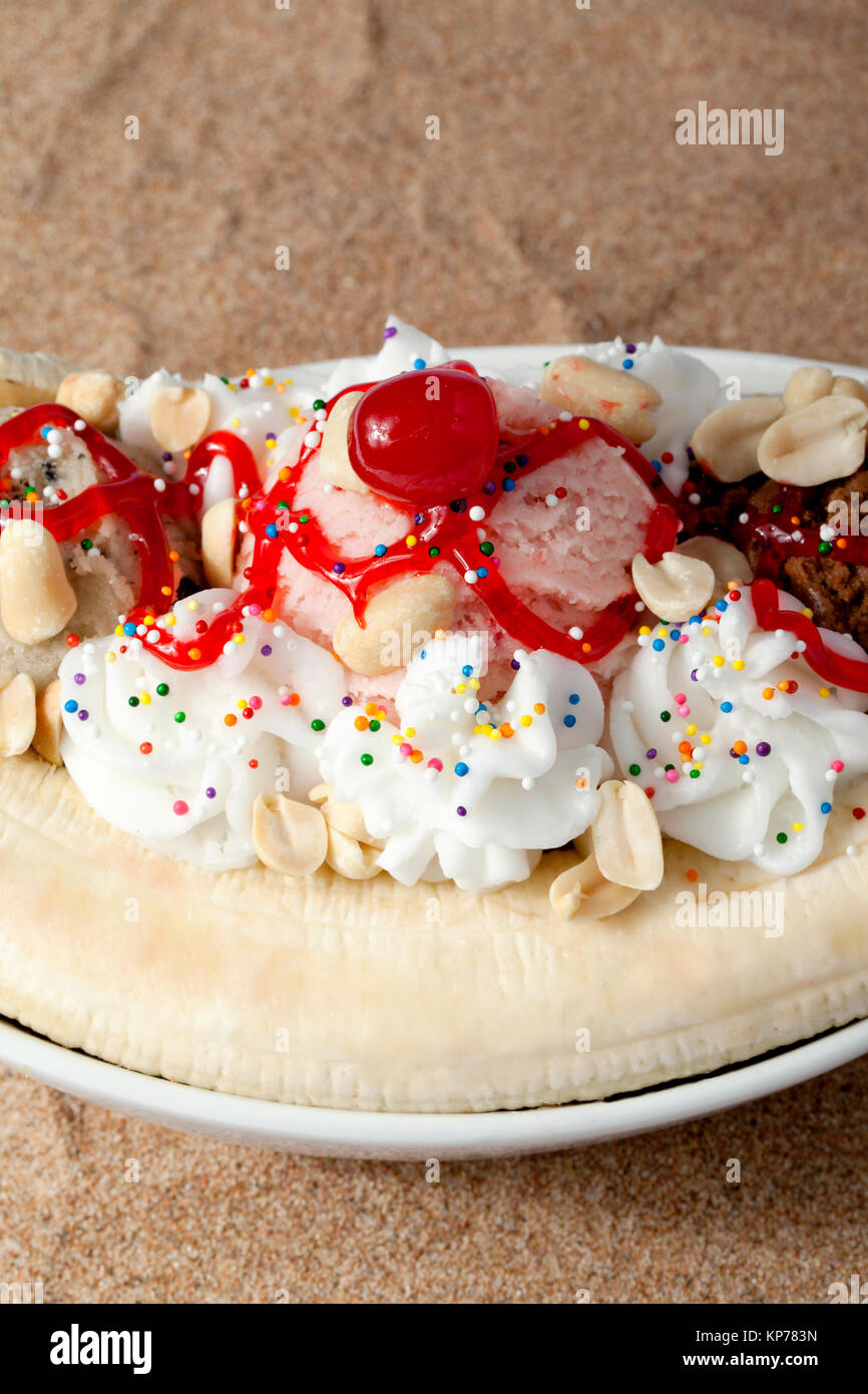 close up image of banana spit in white bowl Stock Photo - Alamy
