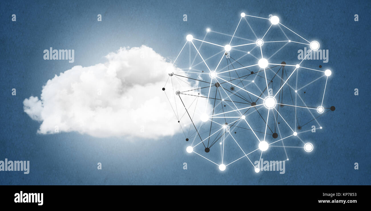 Lines and dots as networking idea drawn on blue background Stock Photo ...