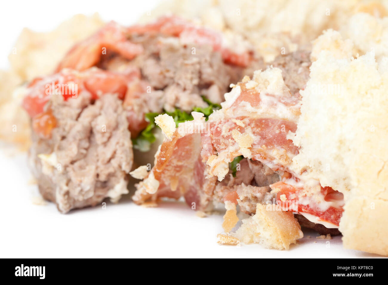 crushed hamburger closeup Stock Photo - Alamy