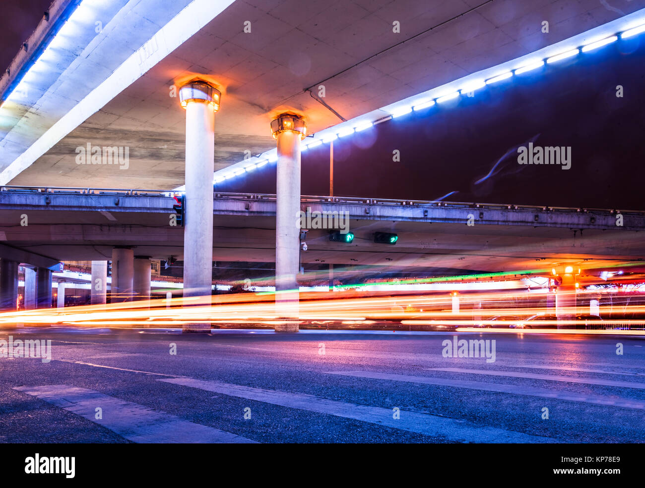 Traffic Light trails on street in Shanghai,China Stock Photo - Alamy