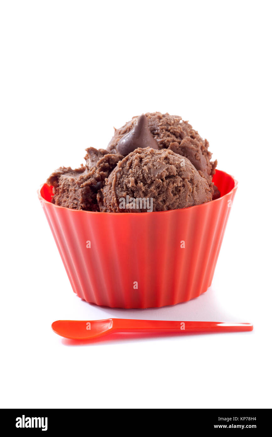cup of chocolate ice cream and red spoon Stock Photo - Alamy