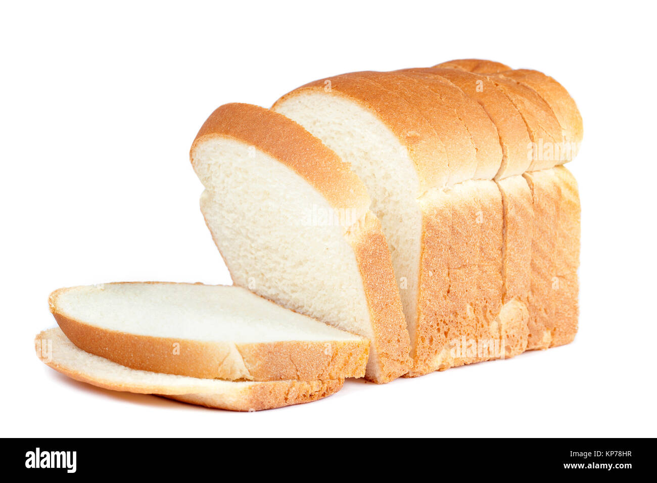 cut of loaf bread on white Stock Photo - Alamy