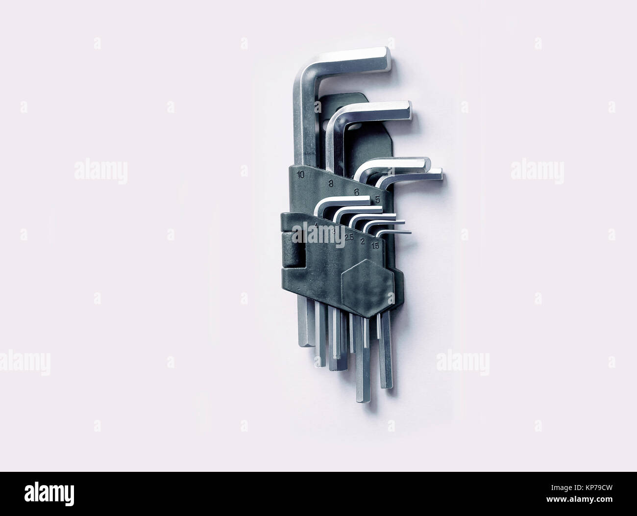 Hex key set for bike repair different size on white background Stock ...