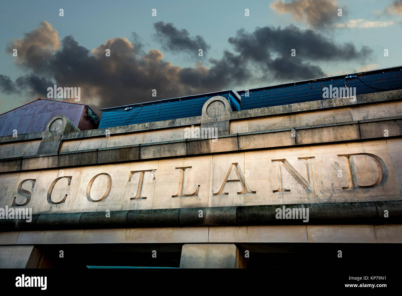 Scotland sign carved into stone in the capital Edinburgh Stock Photo ...