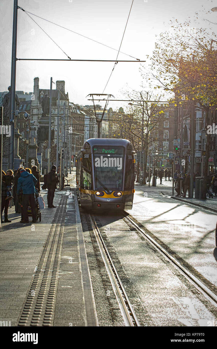 Luas cross city line, Dublin, Ireland, O'connel street stop. The new ...