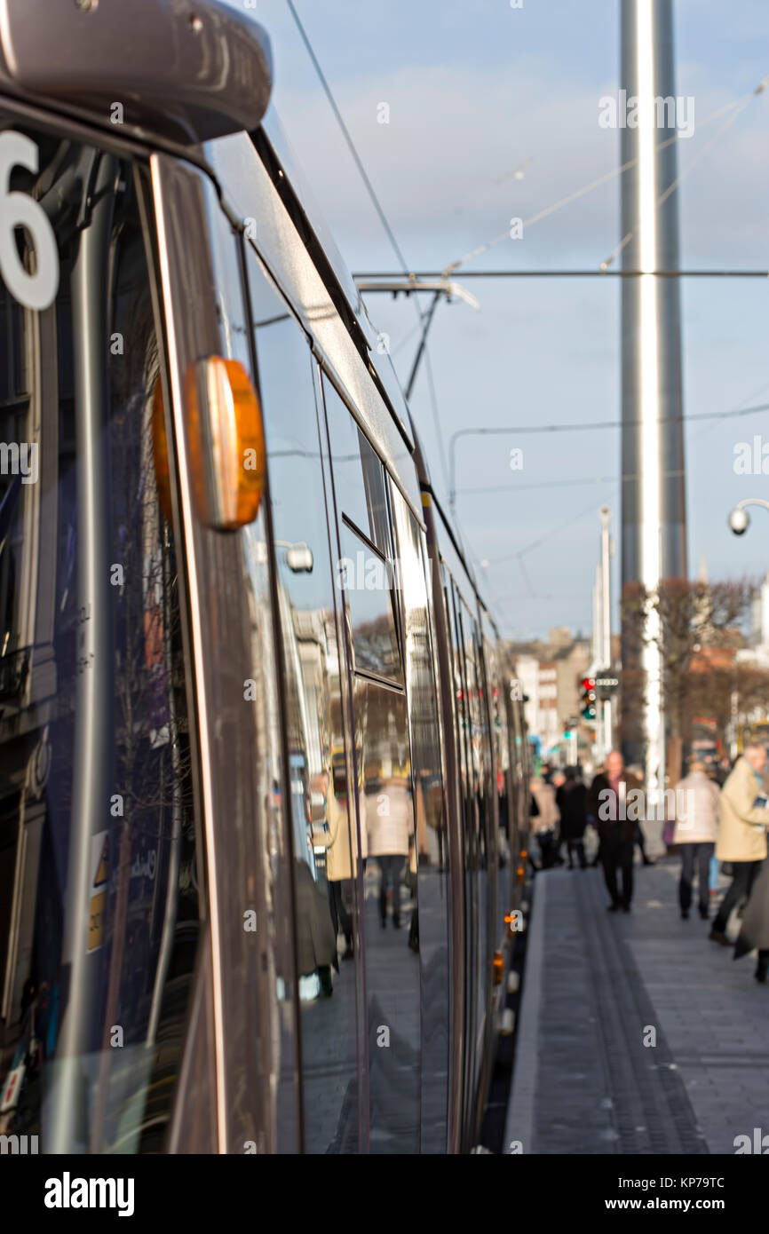 Luas cross city line, Dublin, Ireland, O'connel street stop. The new ...