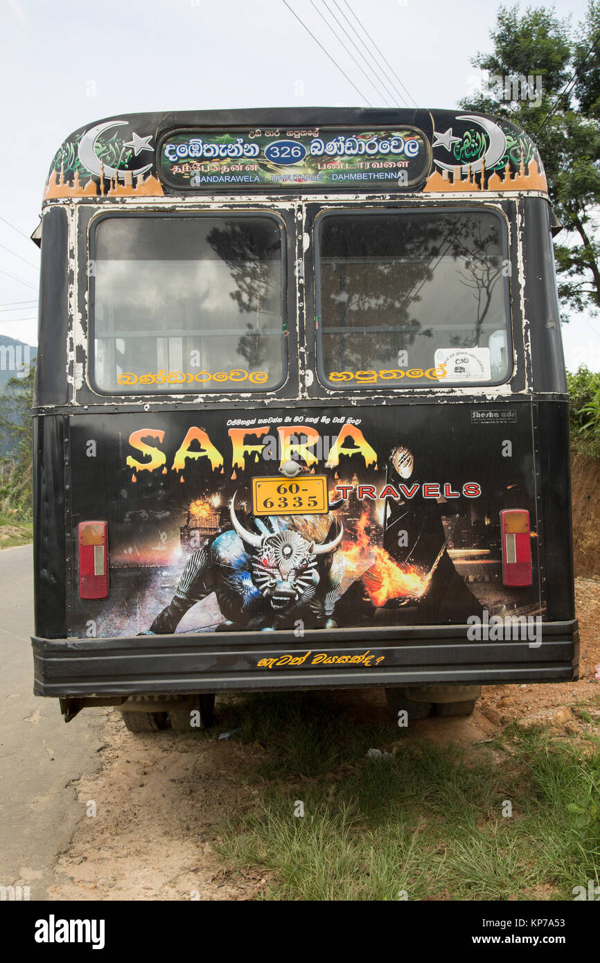 Painted adverts on local bus, Haputale, Sri Lanka, Asia Stock Photo - Alamy