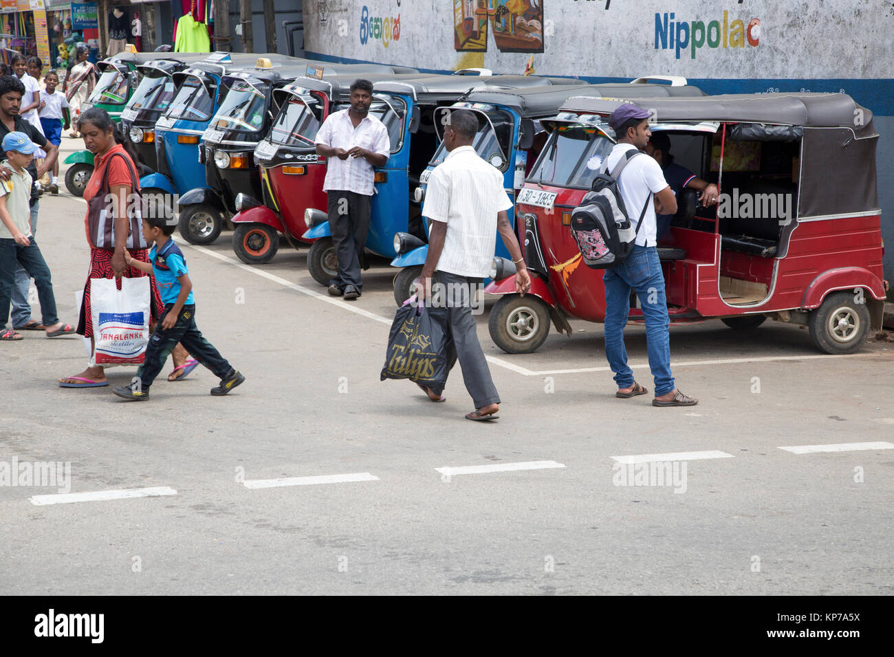 Line of tuk-tuk vehicles town of Haputale, Badulla District, Uva ...
