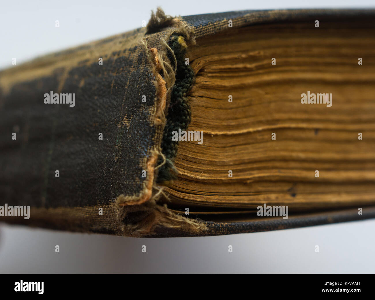 Part of the old tattered books with yellowed pages, macro, close up ...