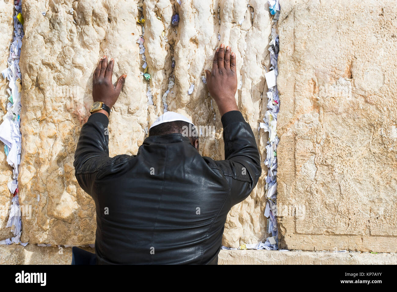 JERUSALEM, ISRAEL - 22 NOVEMBER 2017: Pilgrims pray at the wall of the ...