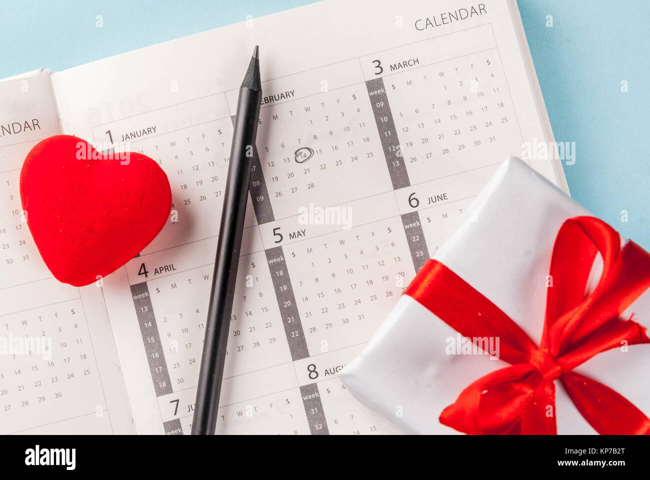 Valentines day greeting card. Red heart with gift box over february ...