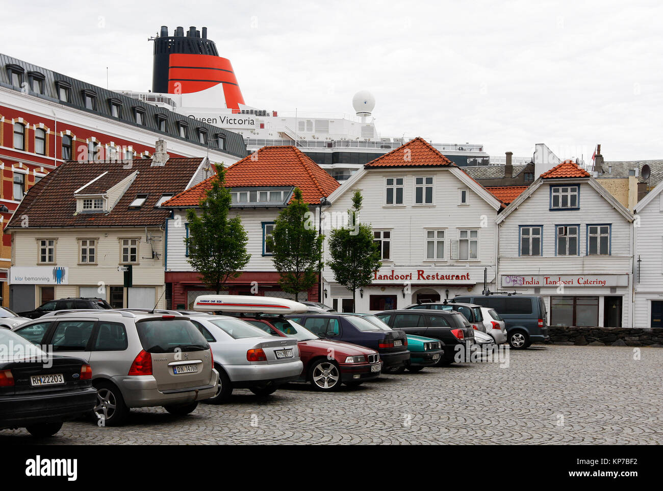 STAVANGER, NORWAY ON JULY 03, 2010. View of cars, buildings and the ...
