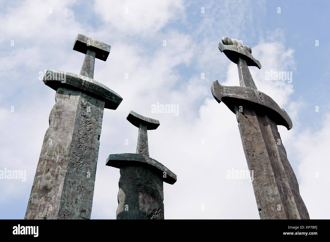 STAVANGER, NORWAY ON JULY 03, 2010. View of the Three Swords Monument ...