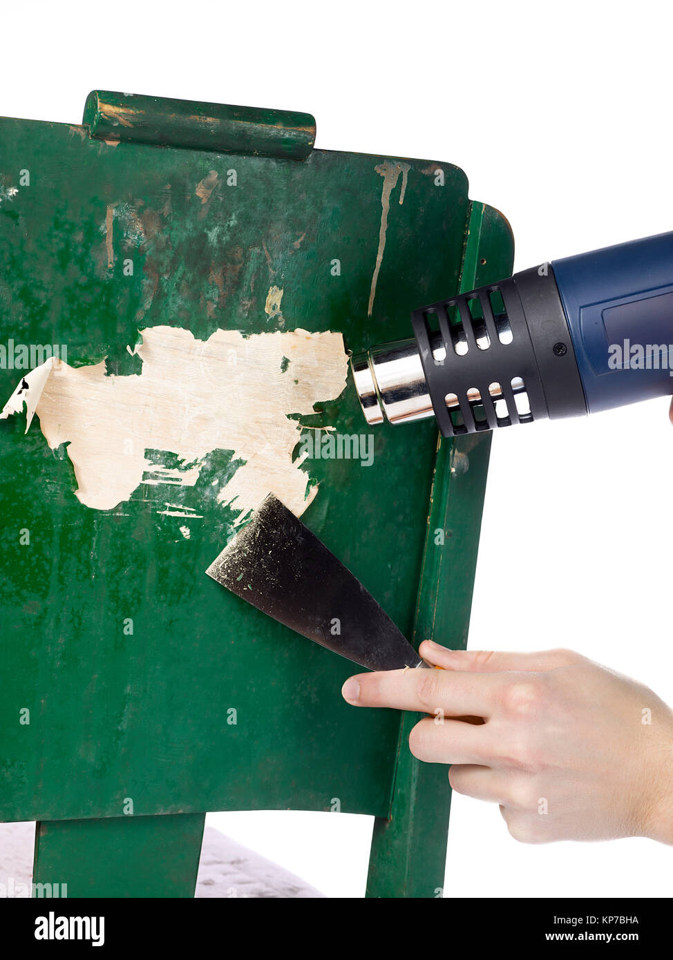removing paint using blowtorch and chisel Stock Photo - Alamy