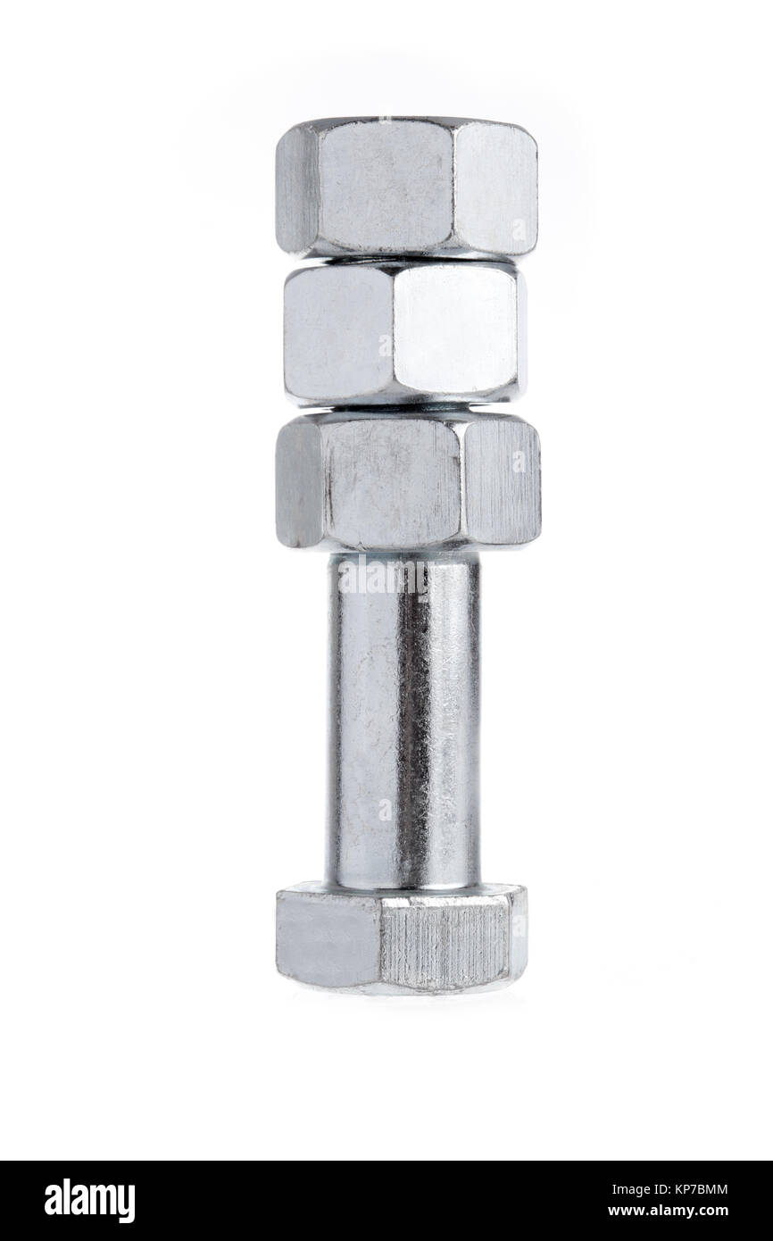 three nuts on a bolt Stock Photo - Alamy