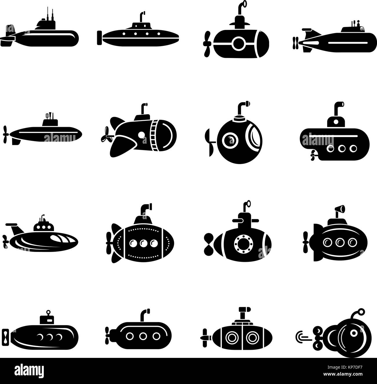 Submarine icons set, simple style Stock Vector Image & Art - Alamy
