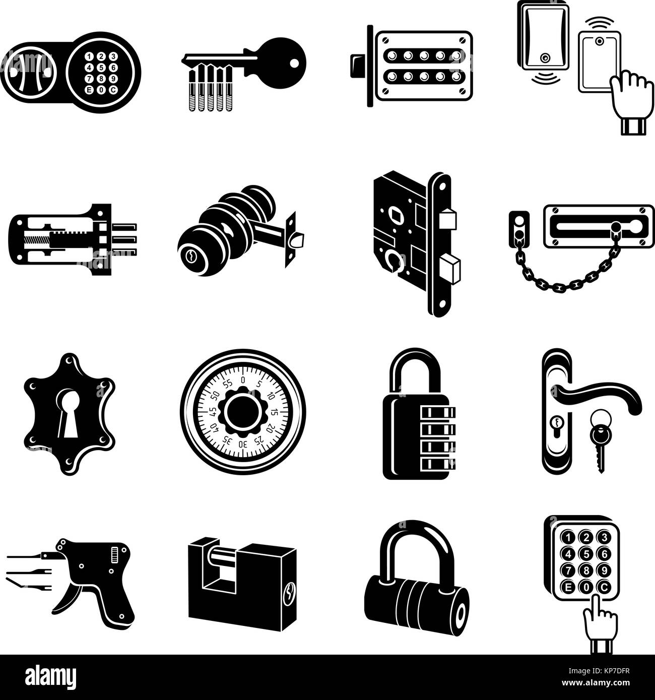 Lock door types icons set, simple style Stock Vector Image & Art - Alamy