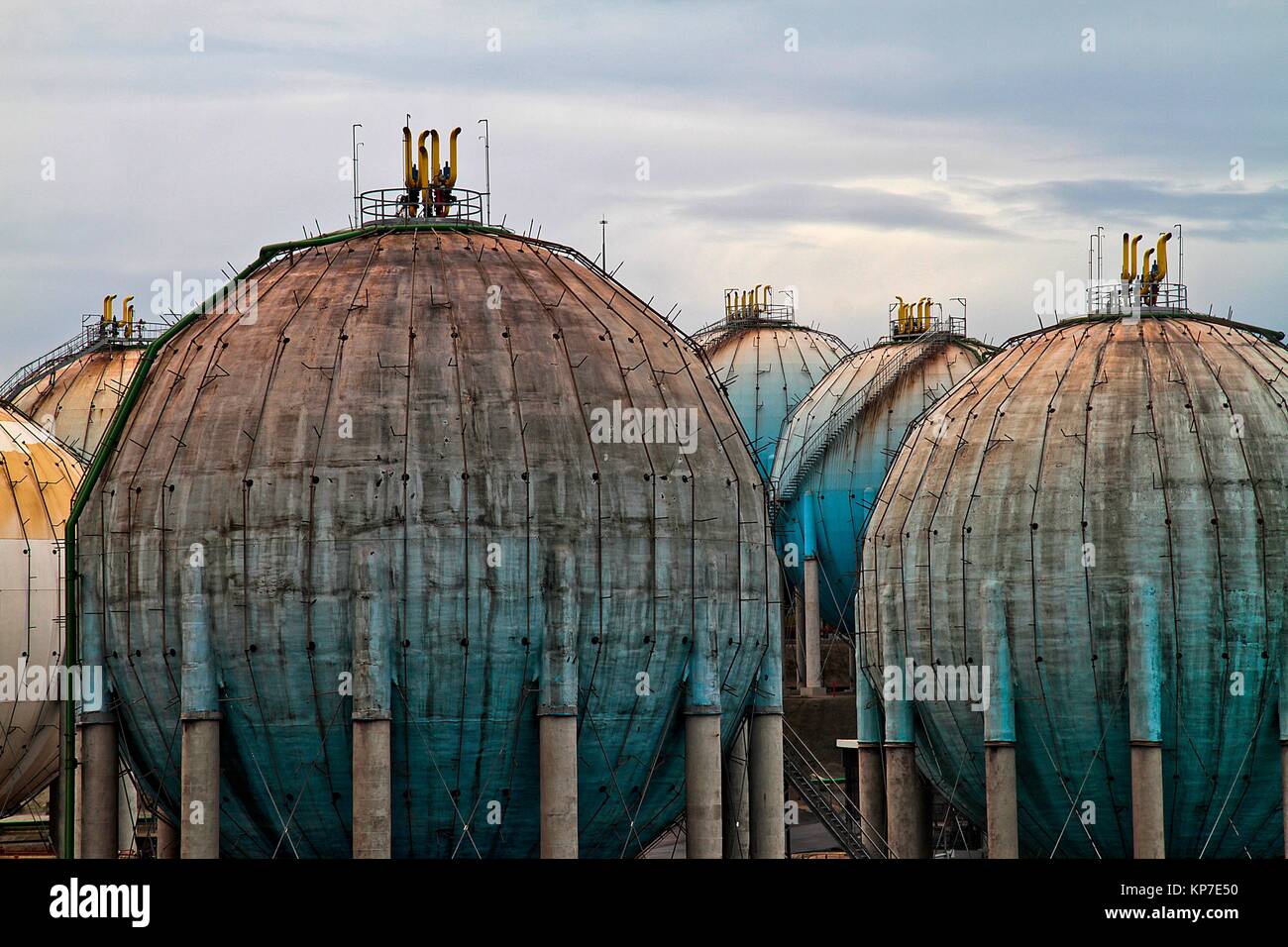 Butane gas tanks, ditribution plant at Campa Torres, El Musel port ...