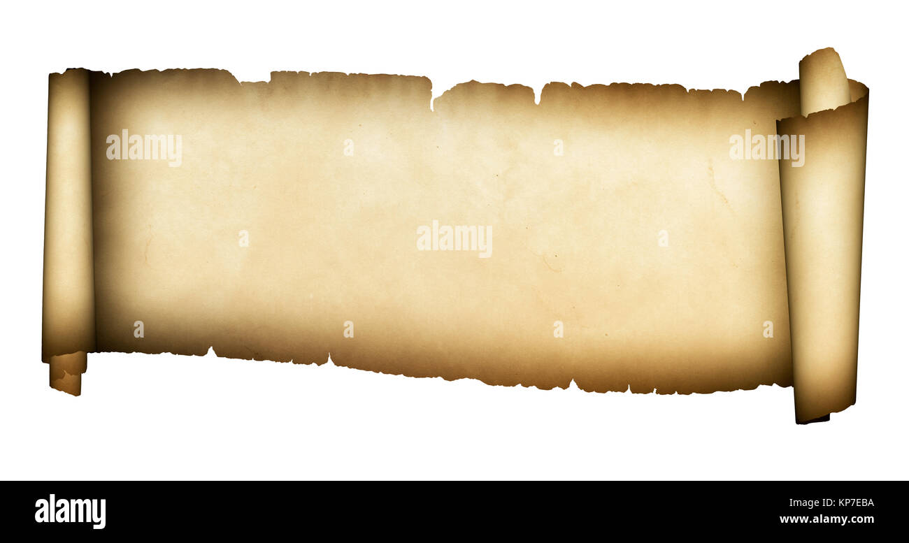 Medieval scroll of parchment on white background Stock Photo - Alamy