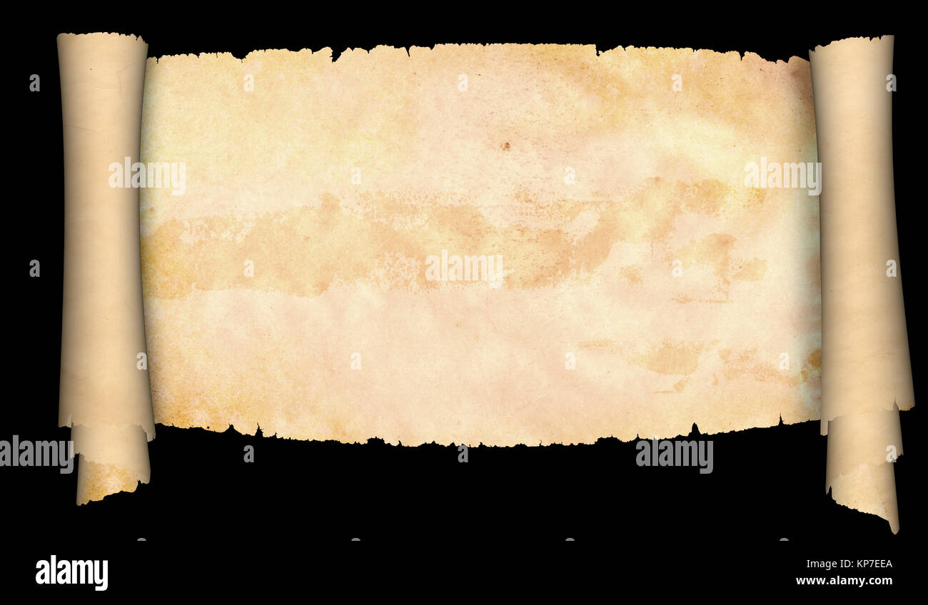 Ancient scroll of parchment on black background Stock Photo - Alamy