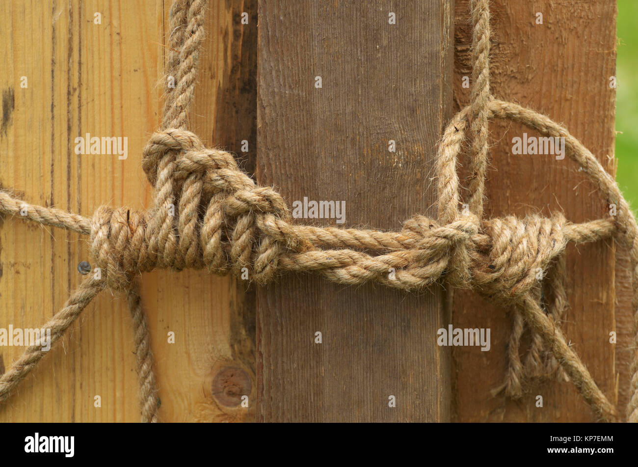 Rope tied a tight knot.And it is very difficult to untie Stock Photo ...