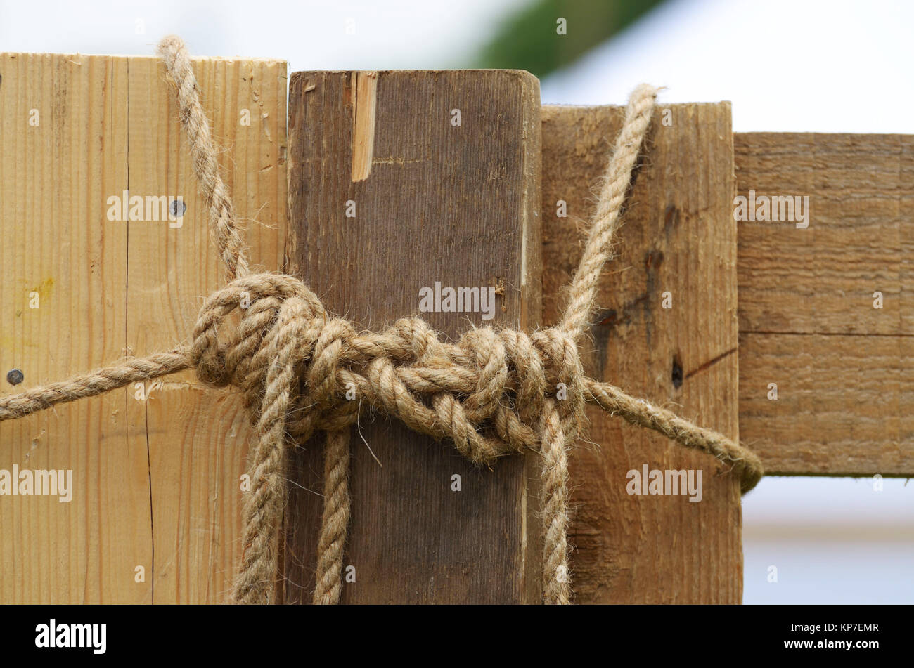 Rope tied a tight knot.And it is very difficult to untie Stock Photo ...