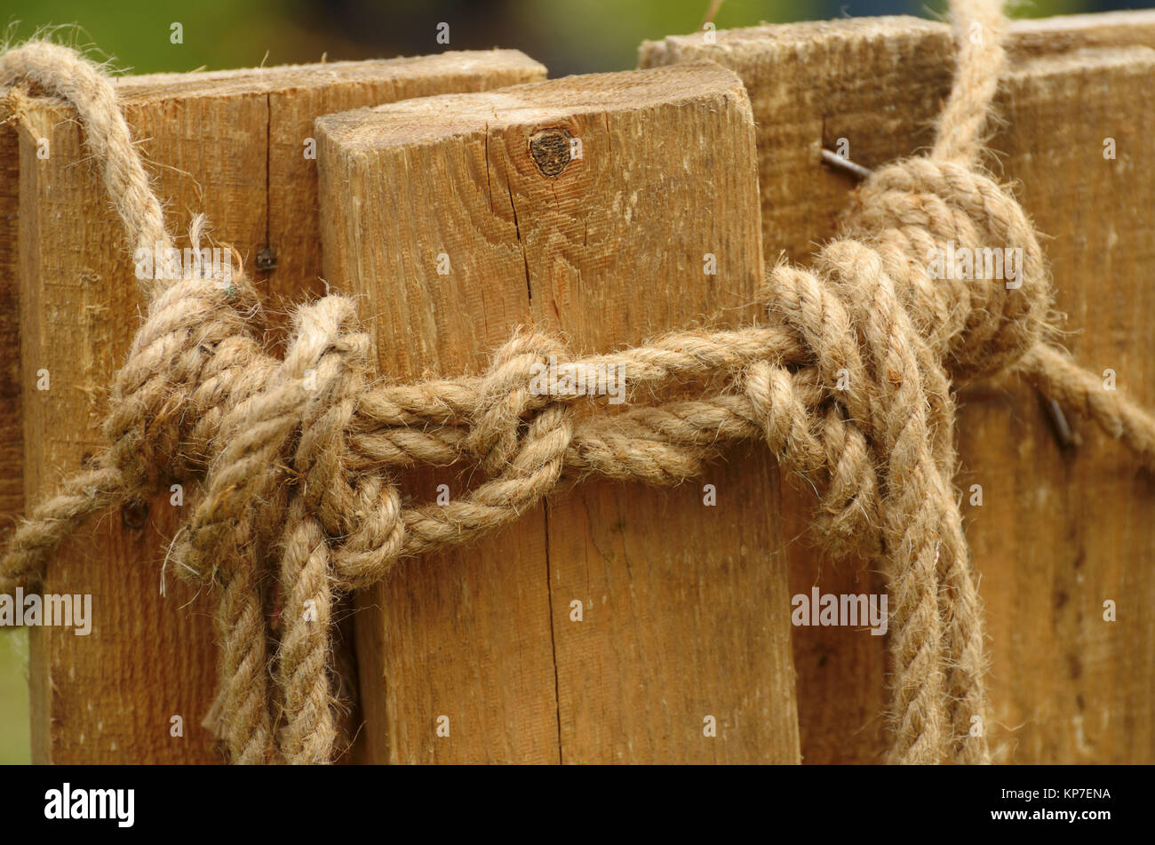 Rope tied a tight knot.And it is very difficult to untie Stock Photo ...