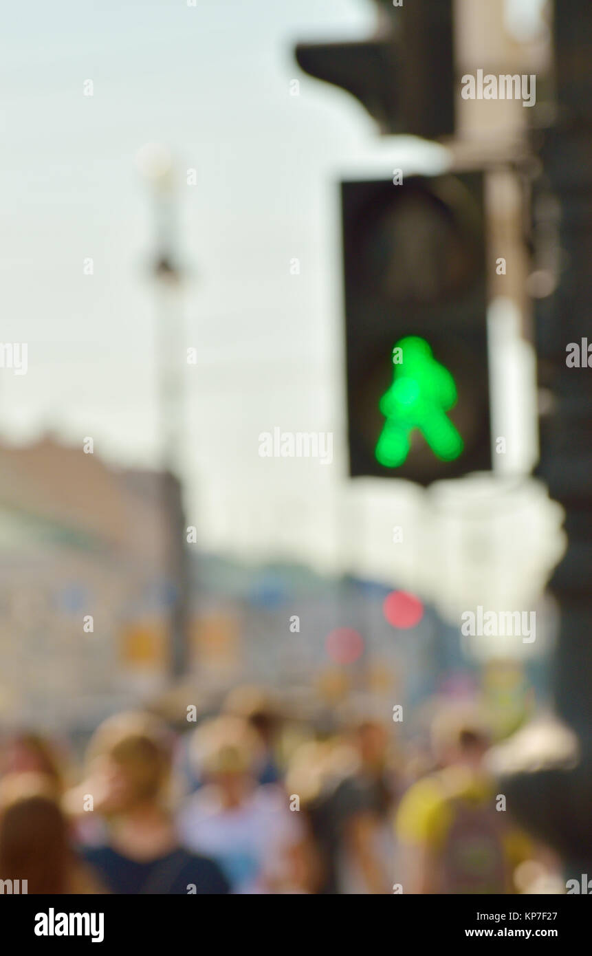 Traffic lights at a pedestrian crossing.On a green light to cross the ...