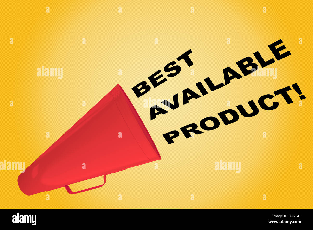 3D illustration of "BEST AVAILABLE PRODUCT" title flowing from a ...