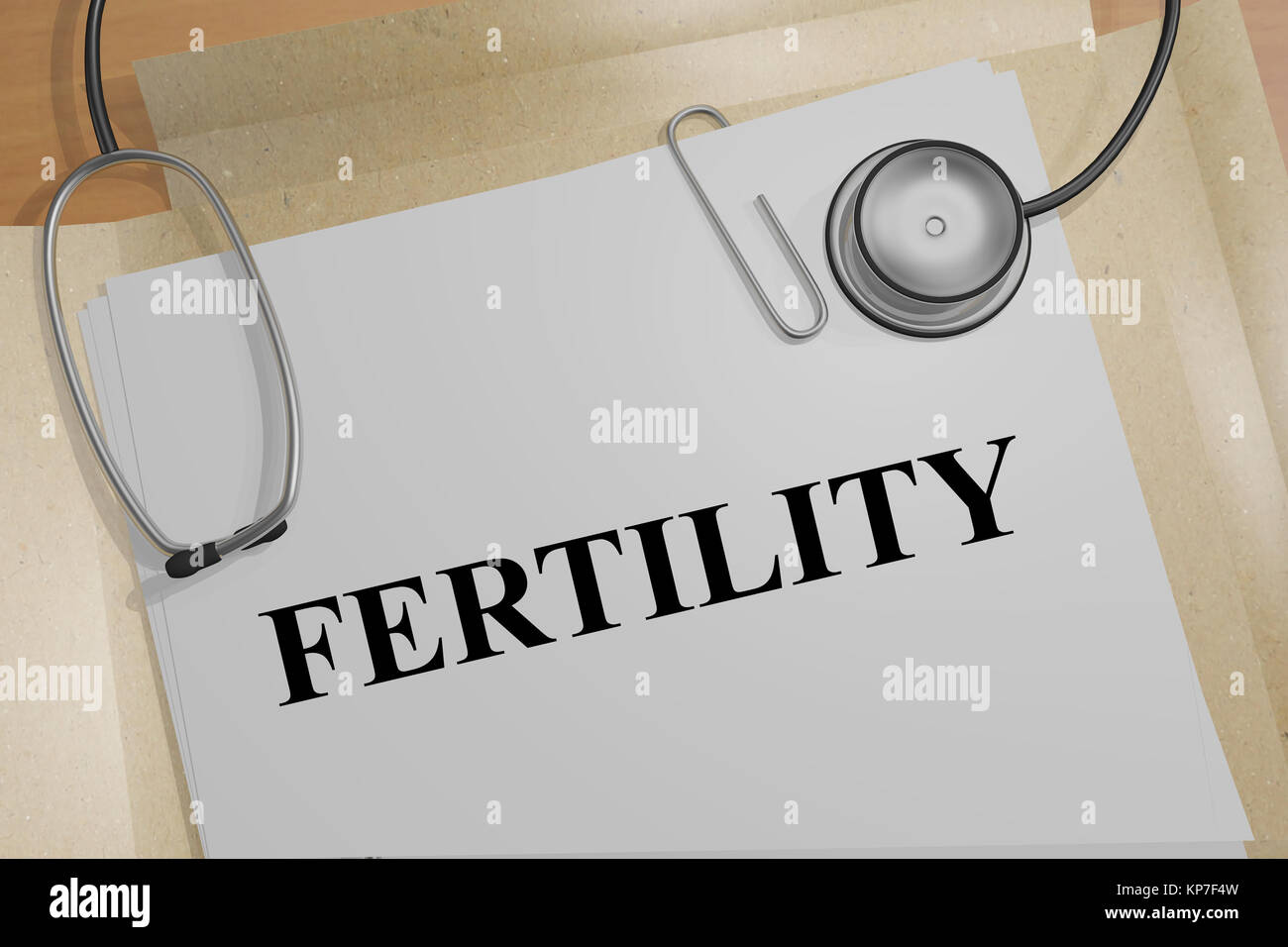 3D illustration of "FERTILITY" title on a medical document Stock Photo ...