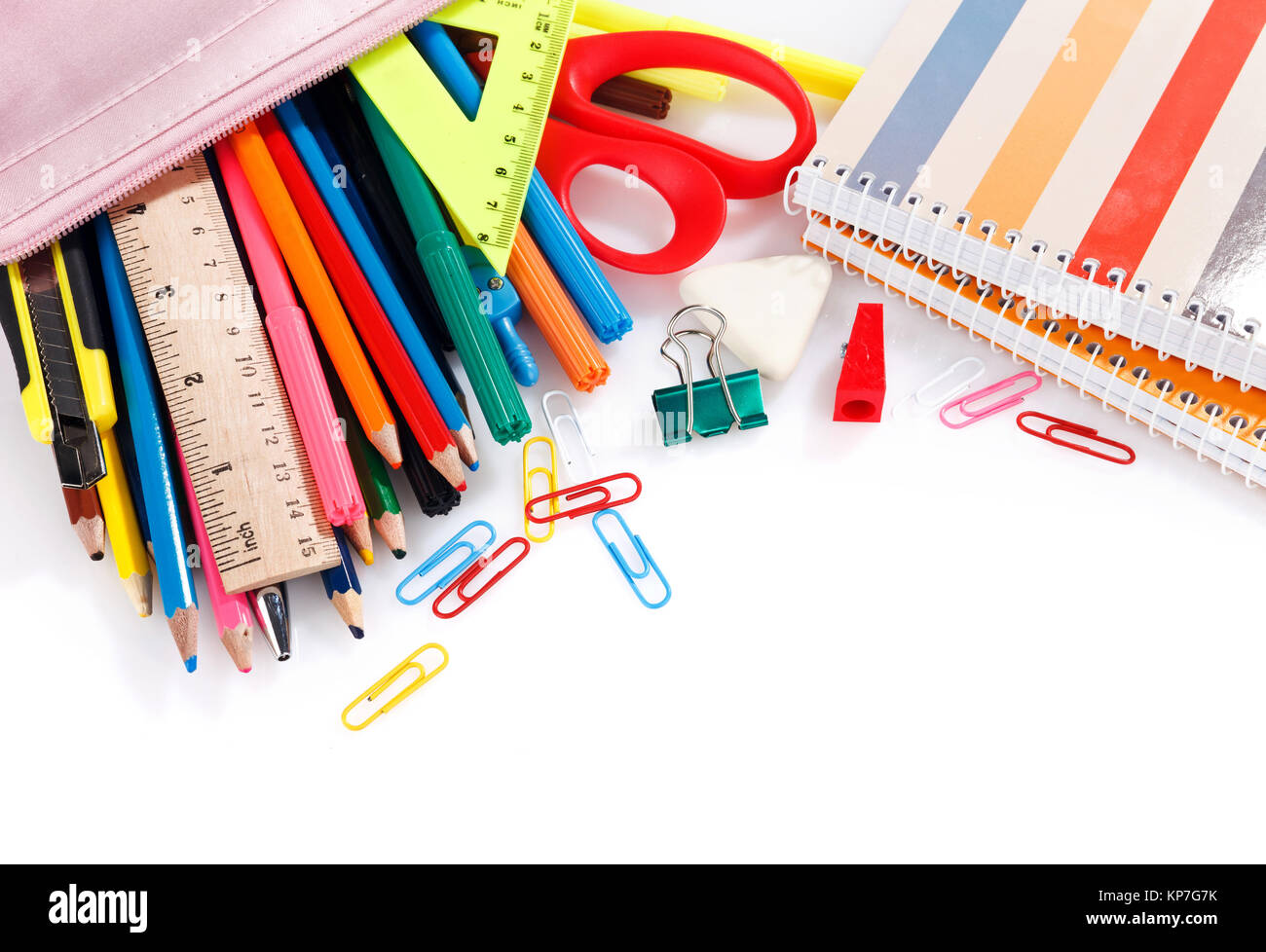 colored educational accessories Stock Photo - Alamy