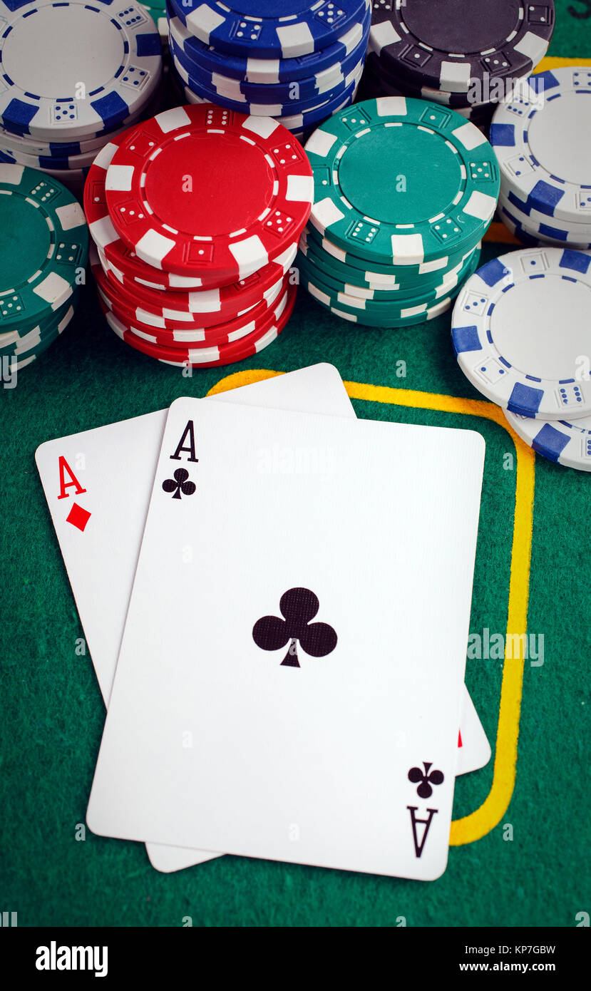 poker two aces Stock Photo - Alamy