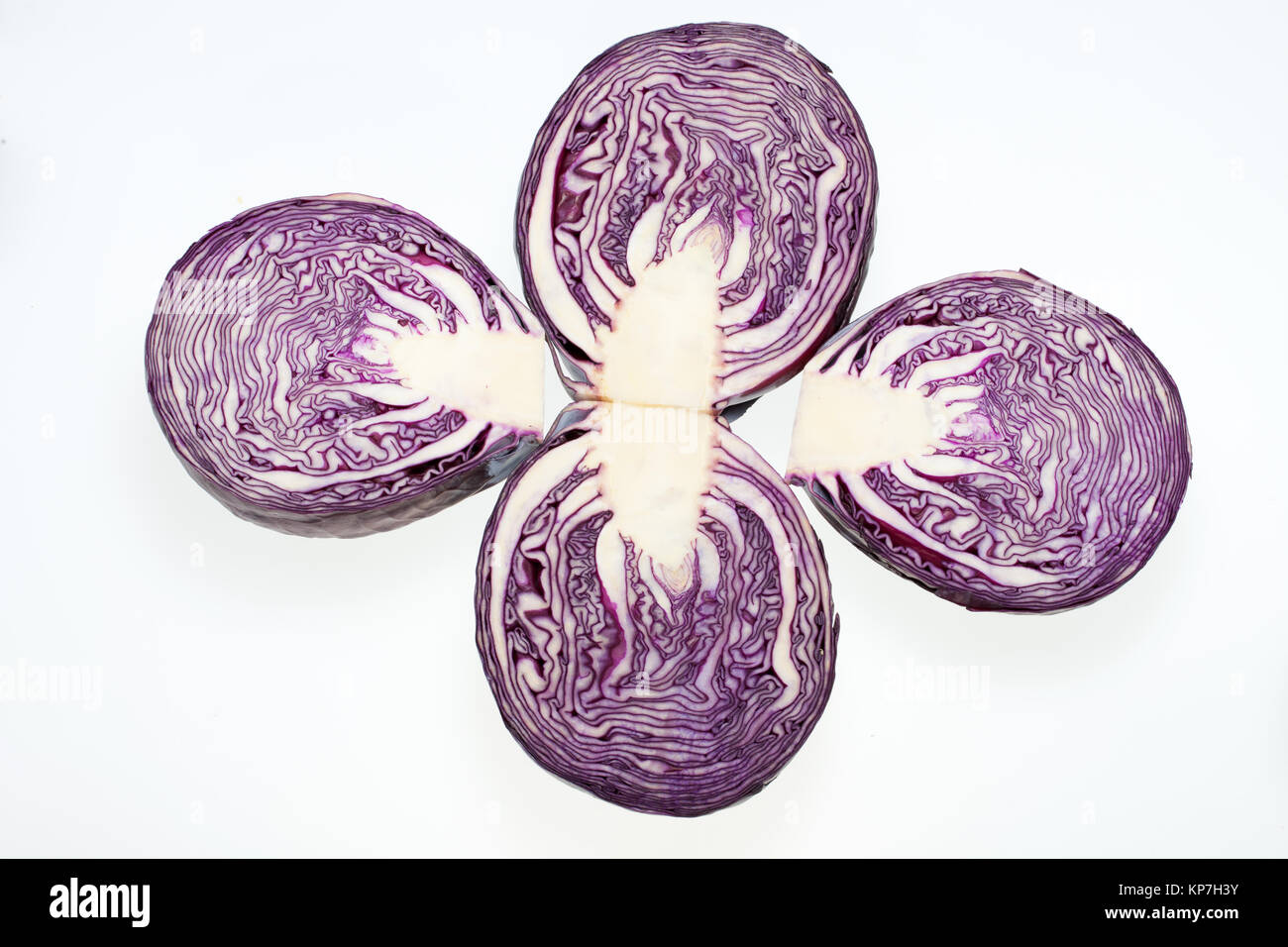 Red Cabbage cross section on White Background Stock Photo - Alamy