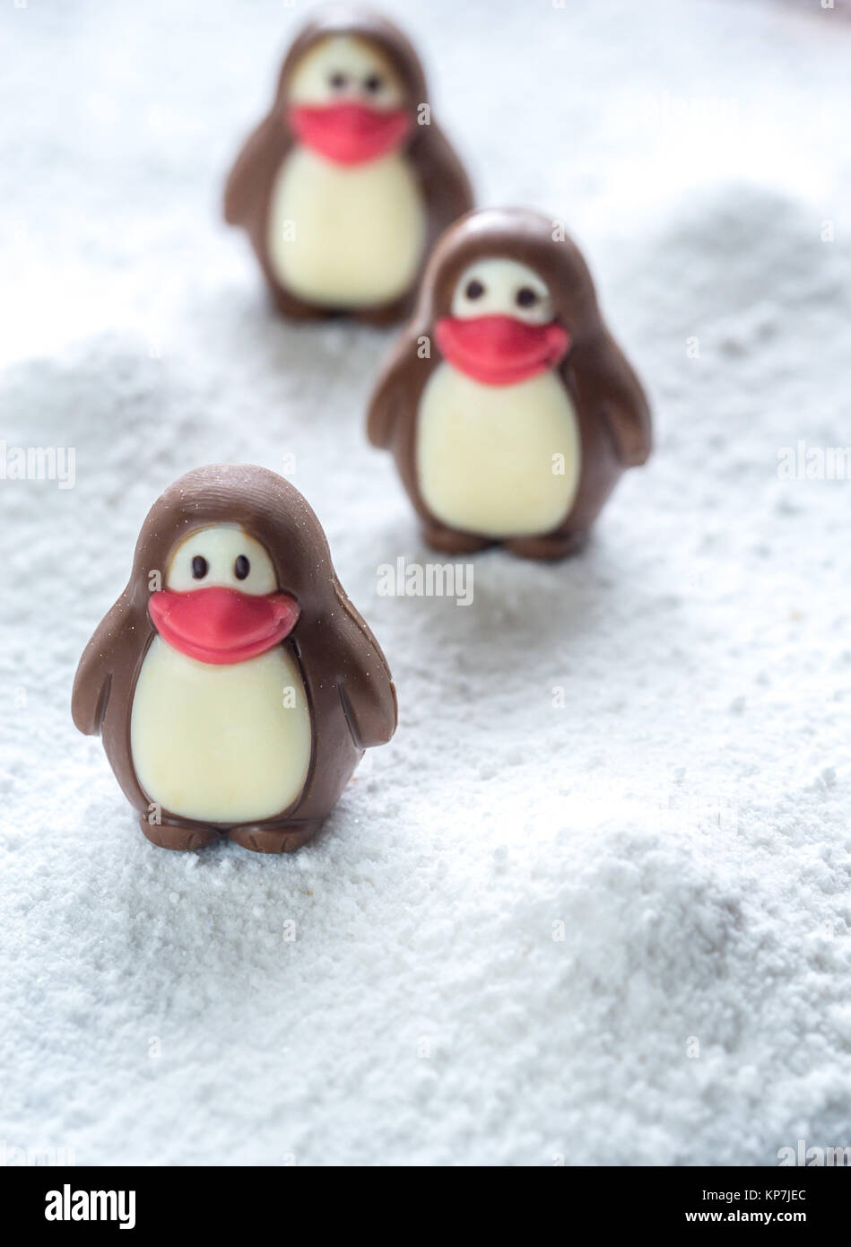 Chocolate candies in the shape of penguins Stock Photo - Alamy