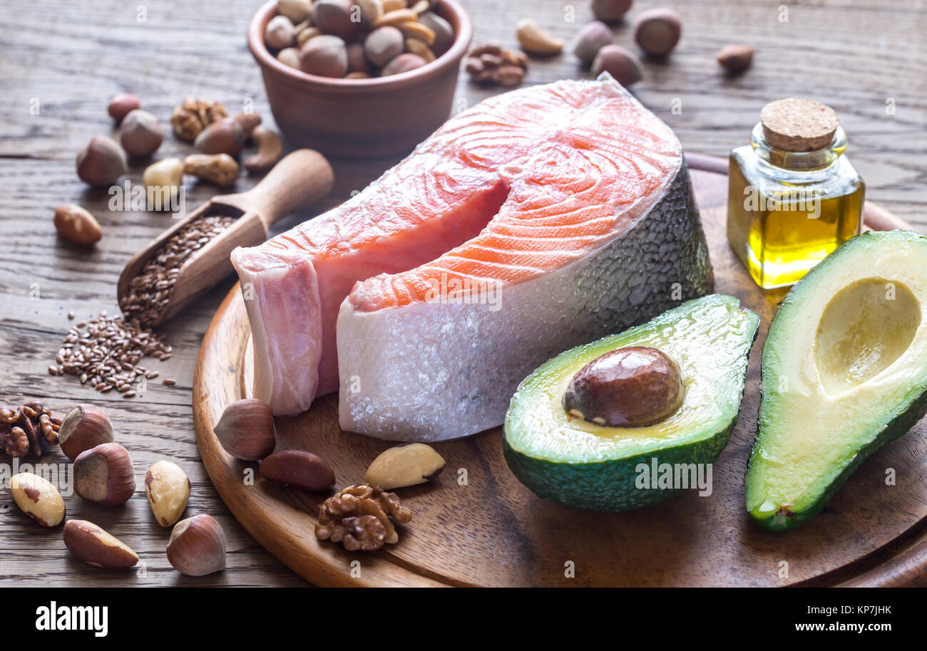 Food with Omega-3 fats Stock Photo - Alamy