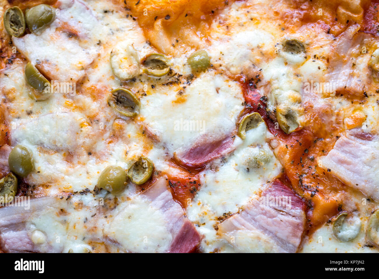 Cooked pizza close up Stock Photo - Alamy