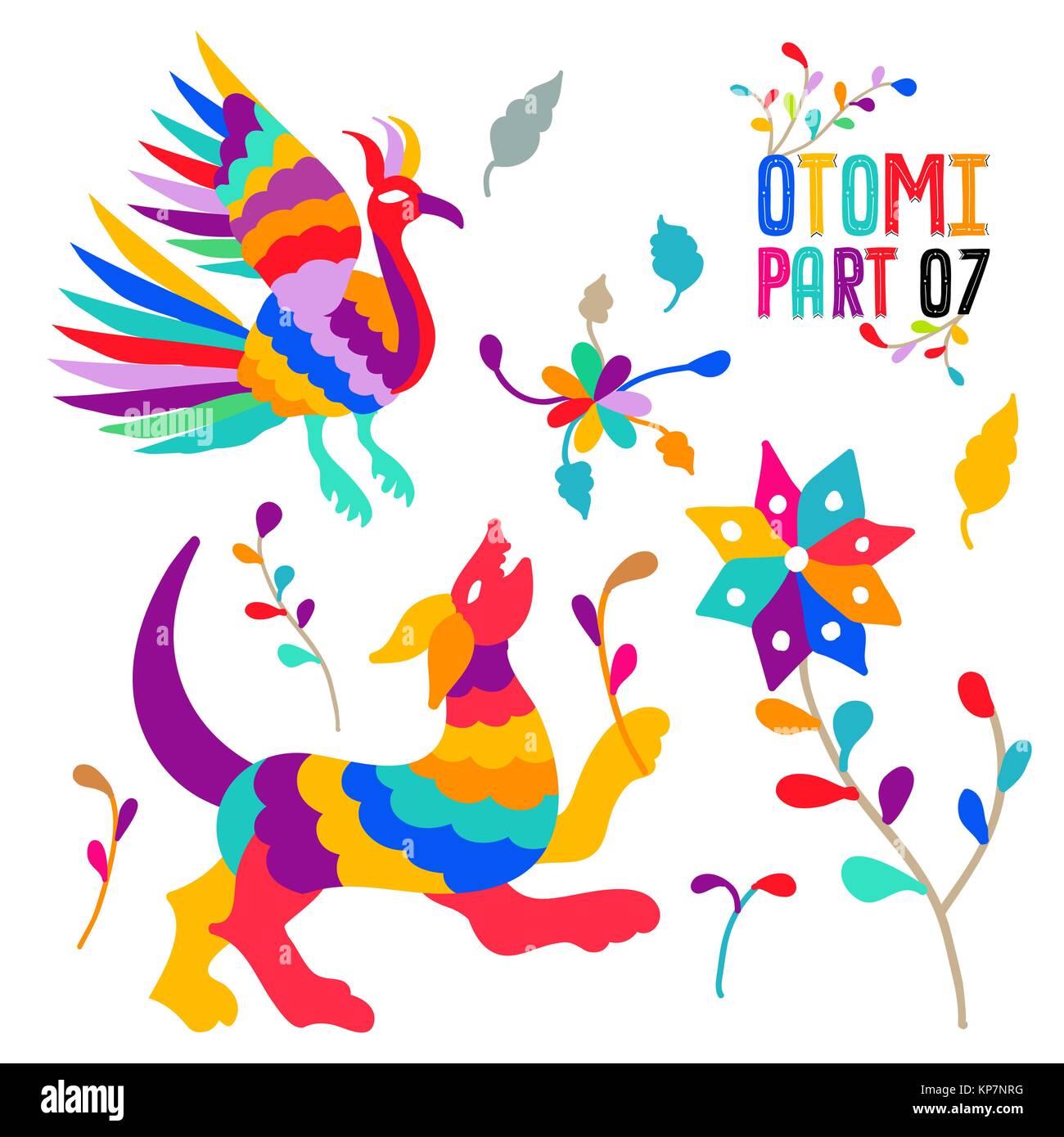 Vector folk Mexican Otomi Style embroidery Pattern set. Folk embroidery ...